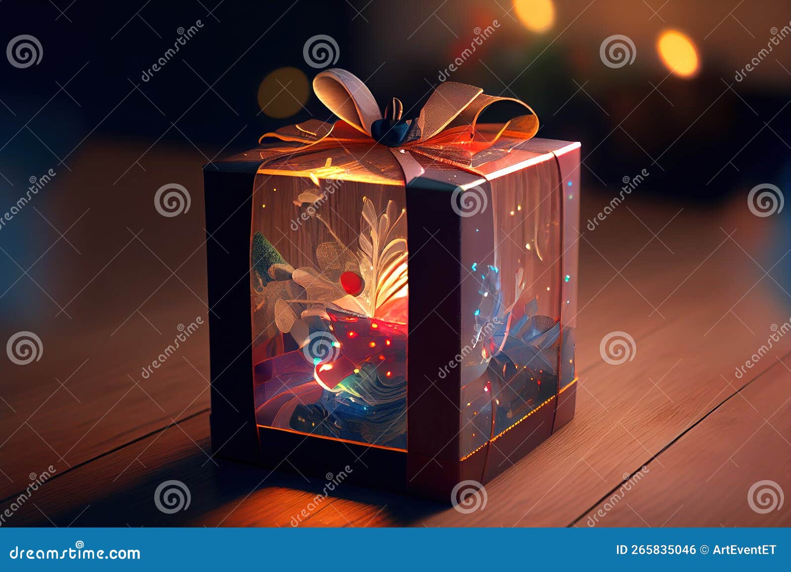 Gift Box with Bow and Light from within Stock Illustration ...