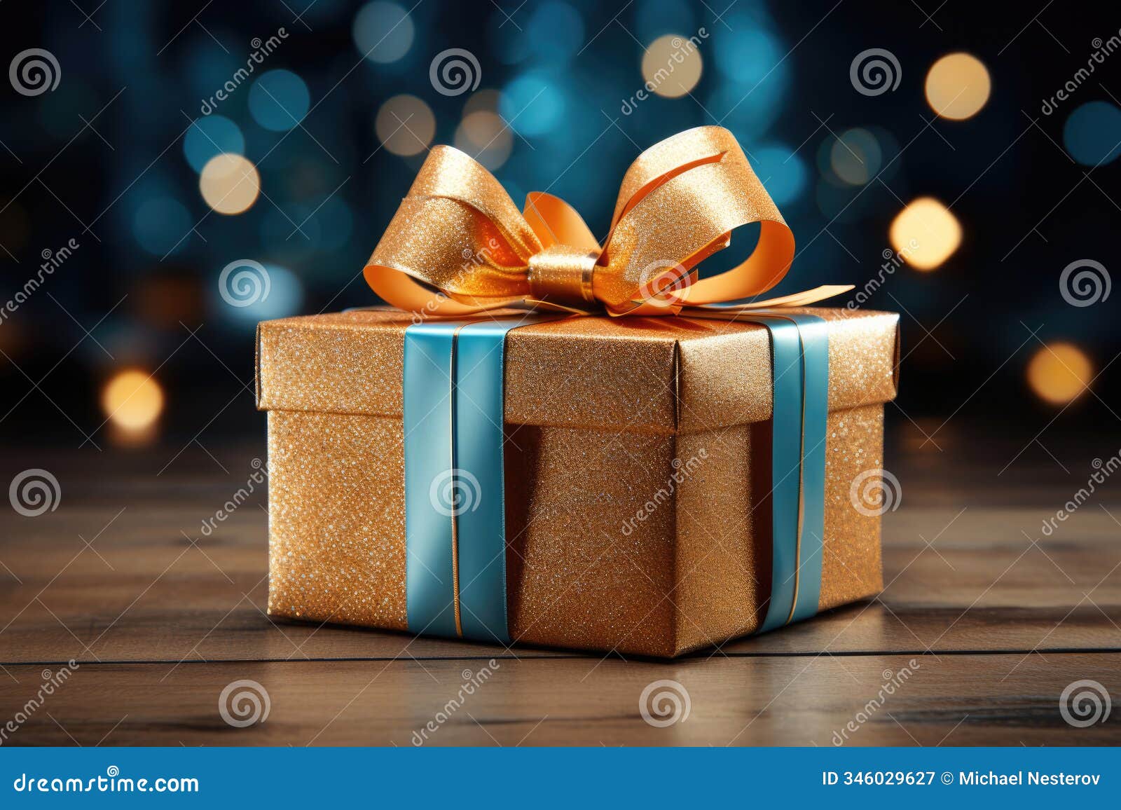Gift Box in a Bright Wrapper with Ribbon and Bow Stock Image - Image of ...