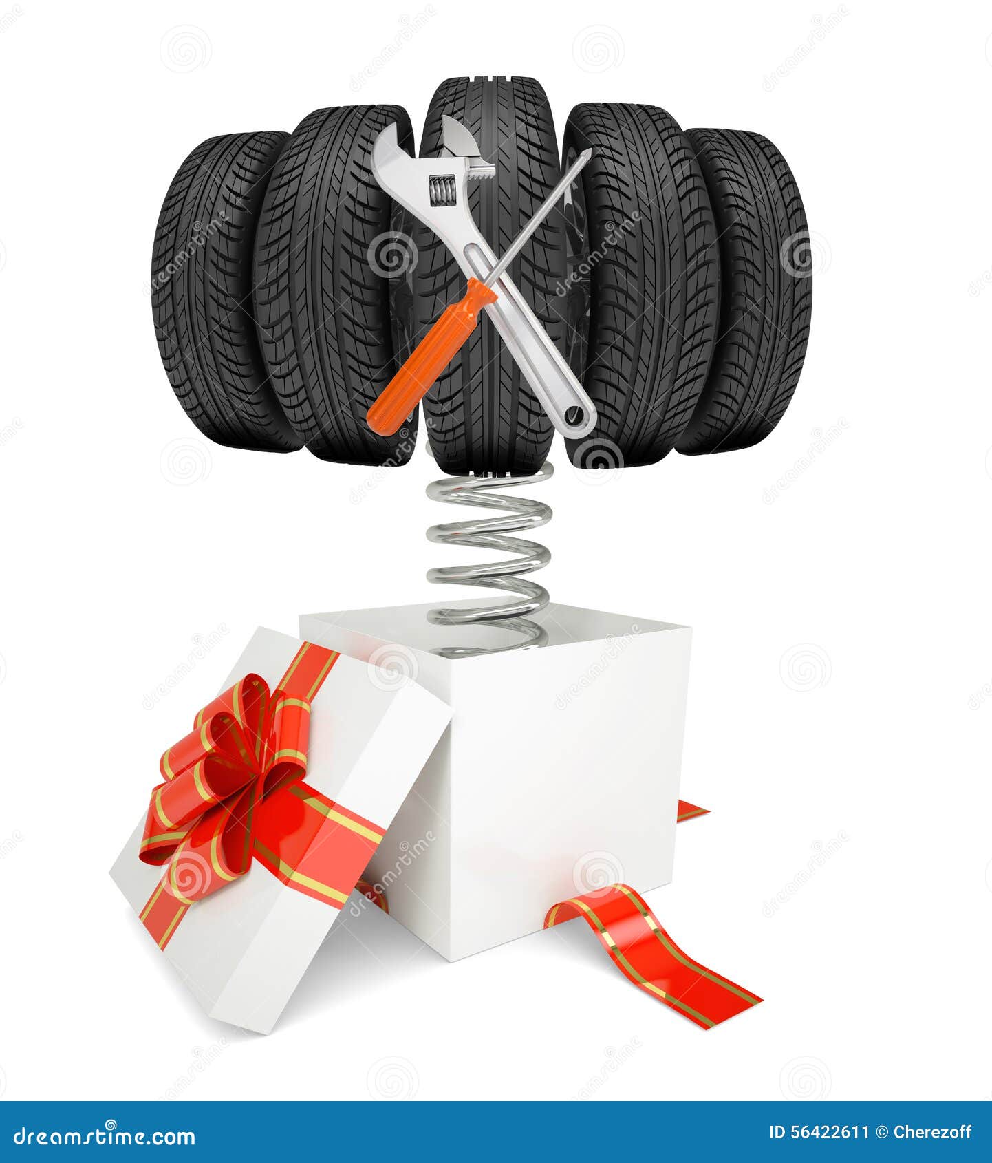 Gift Set Of Tires Wrapped Ribbon And Bow Stock Photography ...