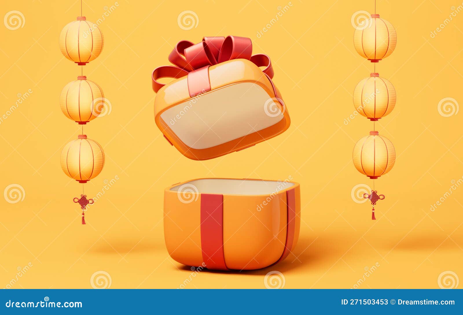 Gift Box with Cartoon Style, 3d Rendering Stock Illustration ...