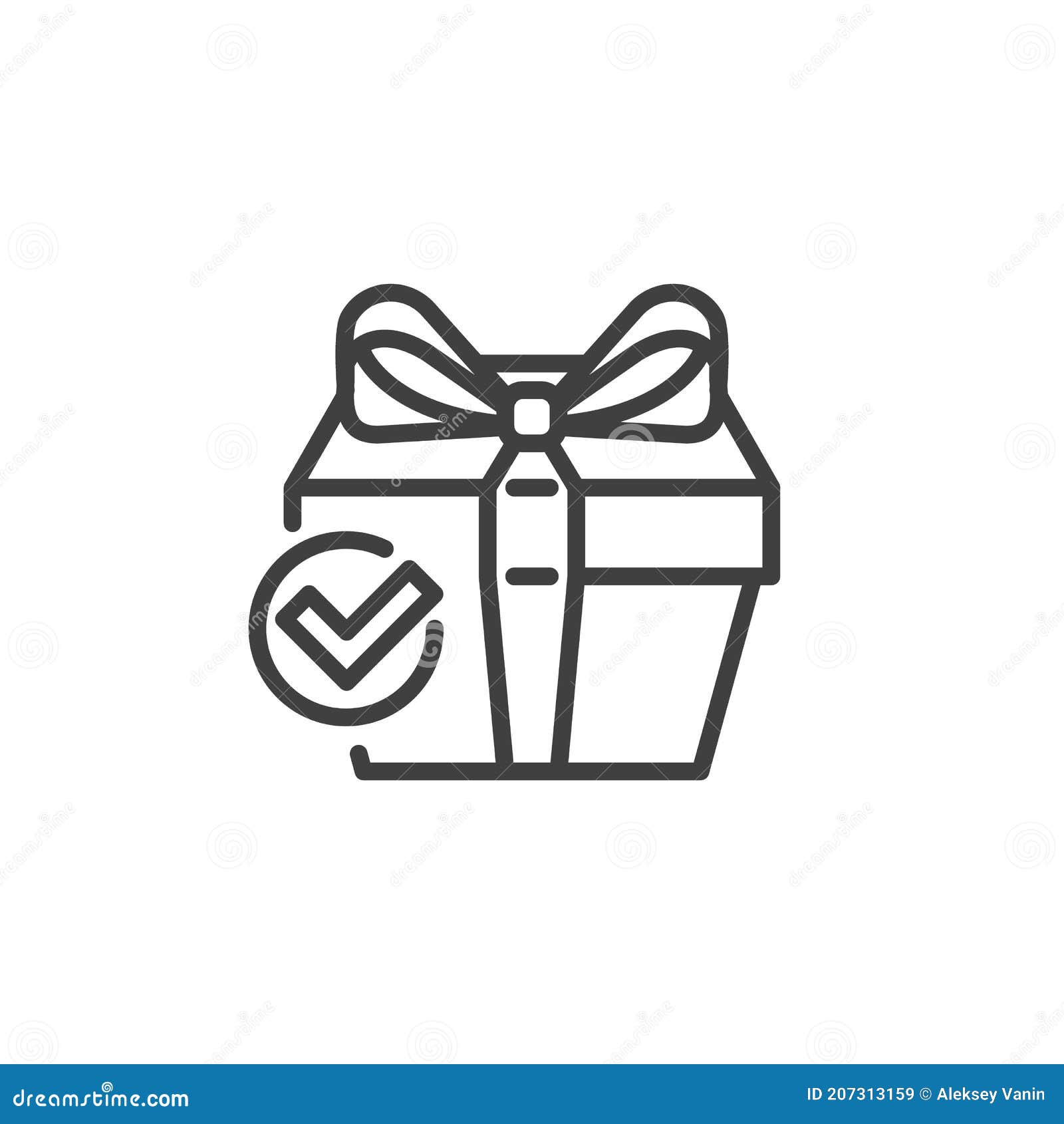 Gift Box with Check Mark Line Icon Stock Illustration - Illustration of ...