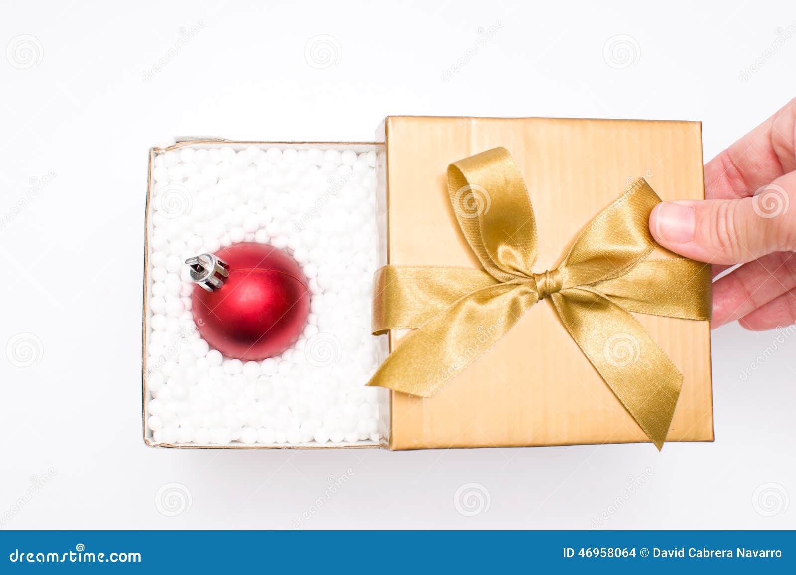 Gift Box with a Christmas Ball Stock Photo - Image of glass, decorative ...