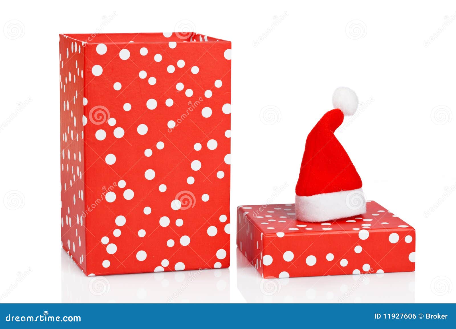 Gift Box with Christmas Hat Stock Photo - Image of occasions, receiving ...