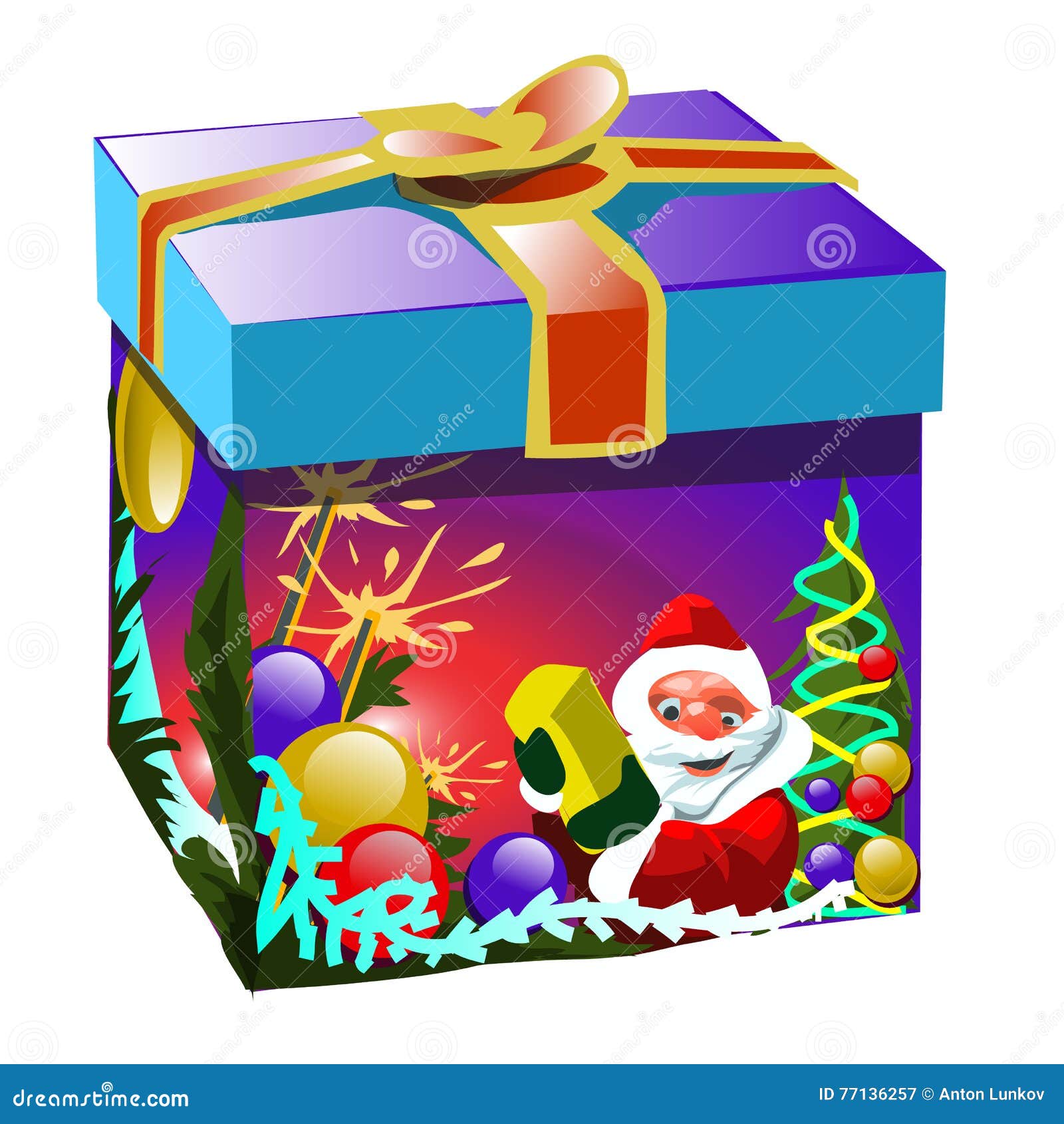 Gift Box in Christmas Style with Santa Claus Stock Vector ...