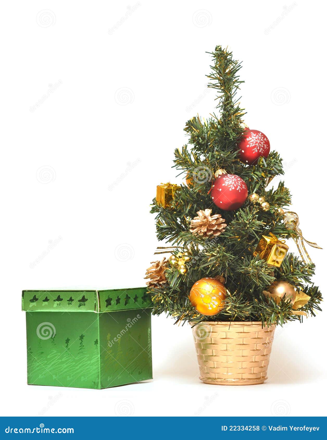 Gift Box and Christmas Tree Stock Photo - Image of isolated, white ...