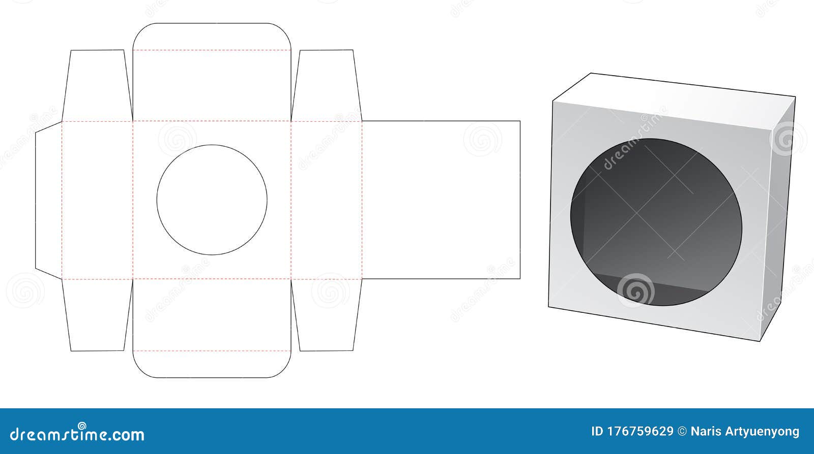 Gift Box with Circle Shaped Window Die Cut Template Stock Vector ...