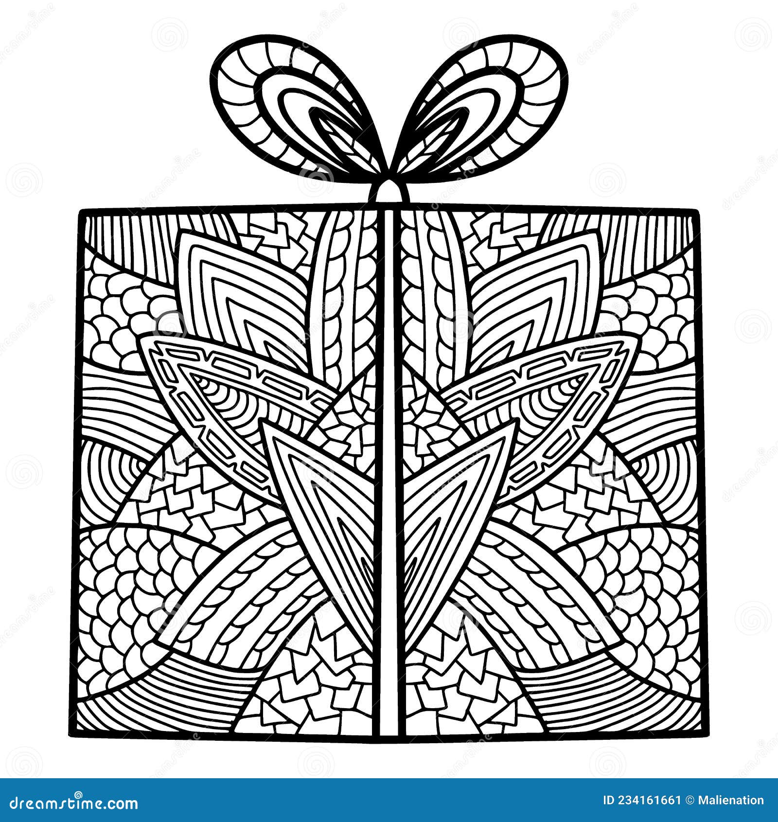 Gift Box Coloring Book Page. Vector Isolated on White Stock Vector ...