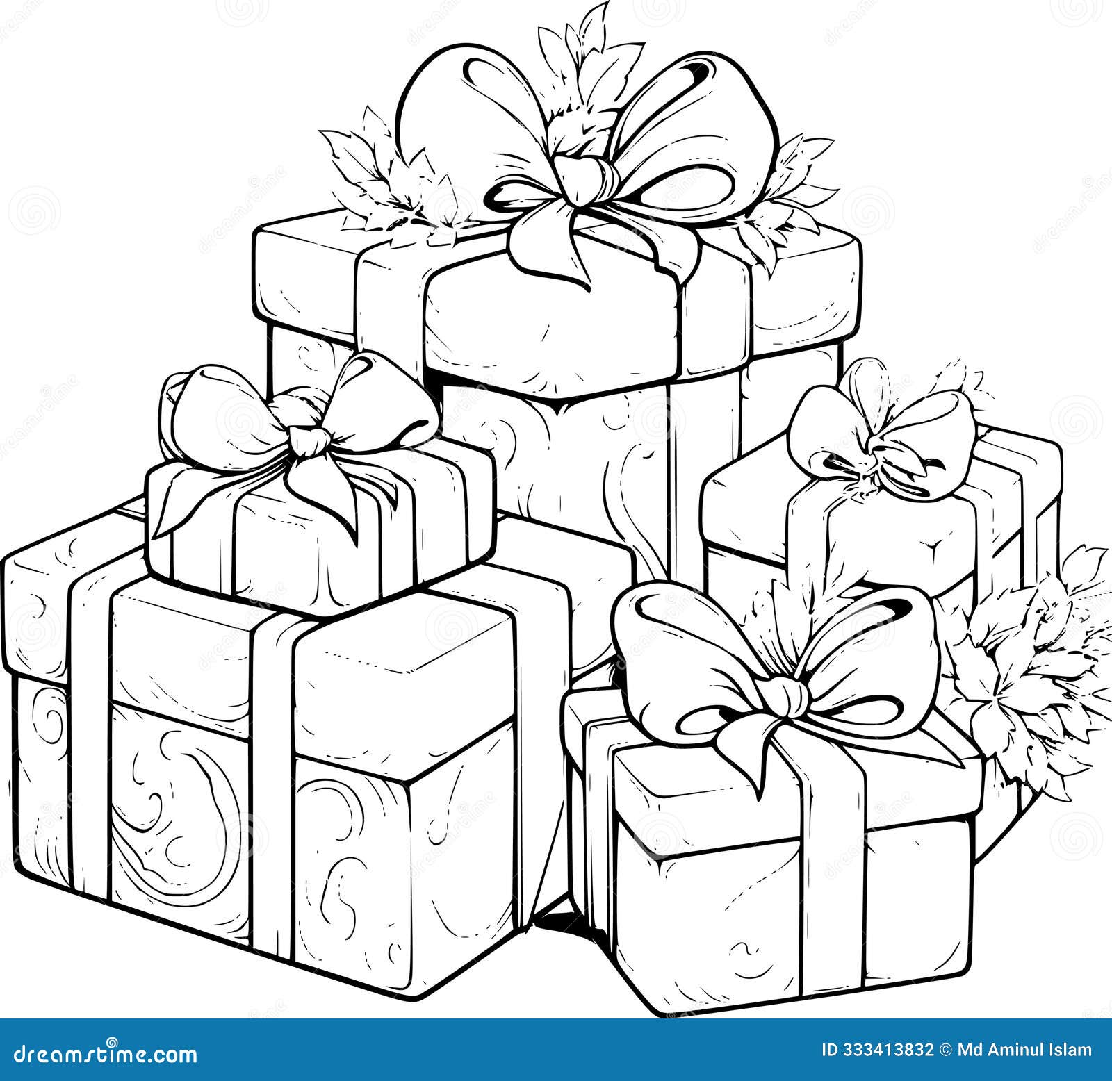 Gift Box Coloring Pages Drawing for Kids Stock Vector - Illustration of ...
