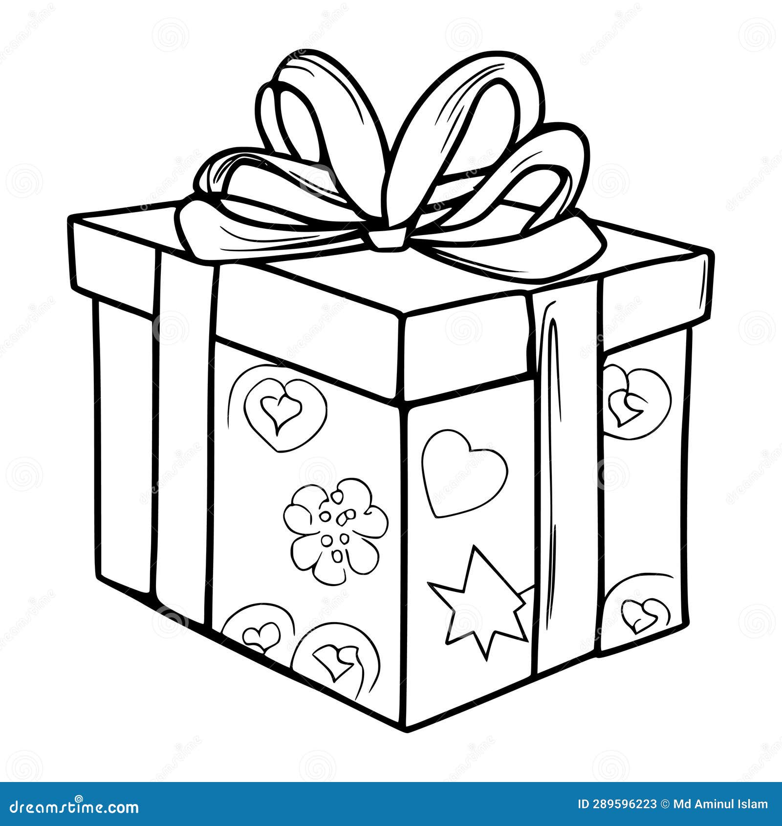 Gift Box Coloring Pages for Kids Stock Illustration - Illustration of ...