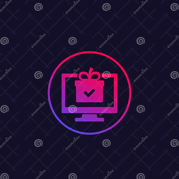 Gift Box on Computer Screen Vector Icon Stock Vector - Illustration of ...