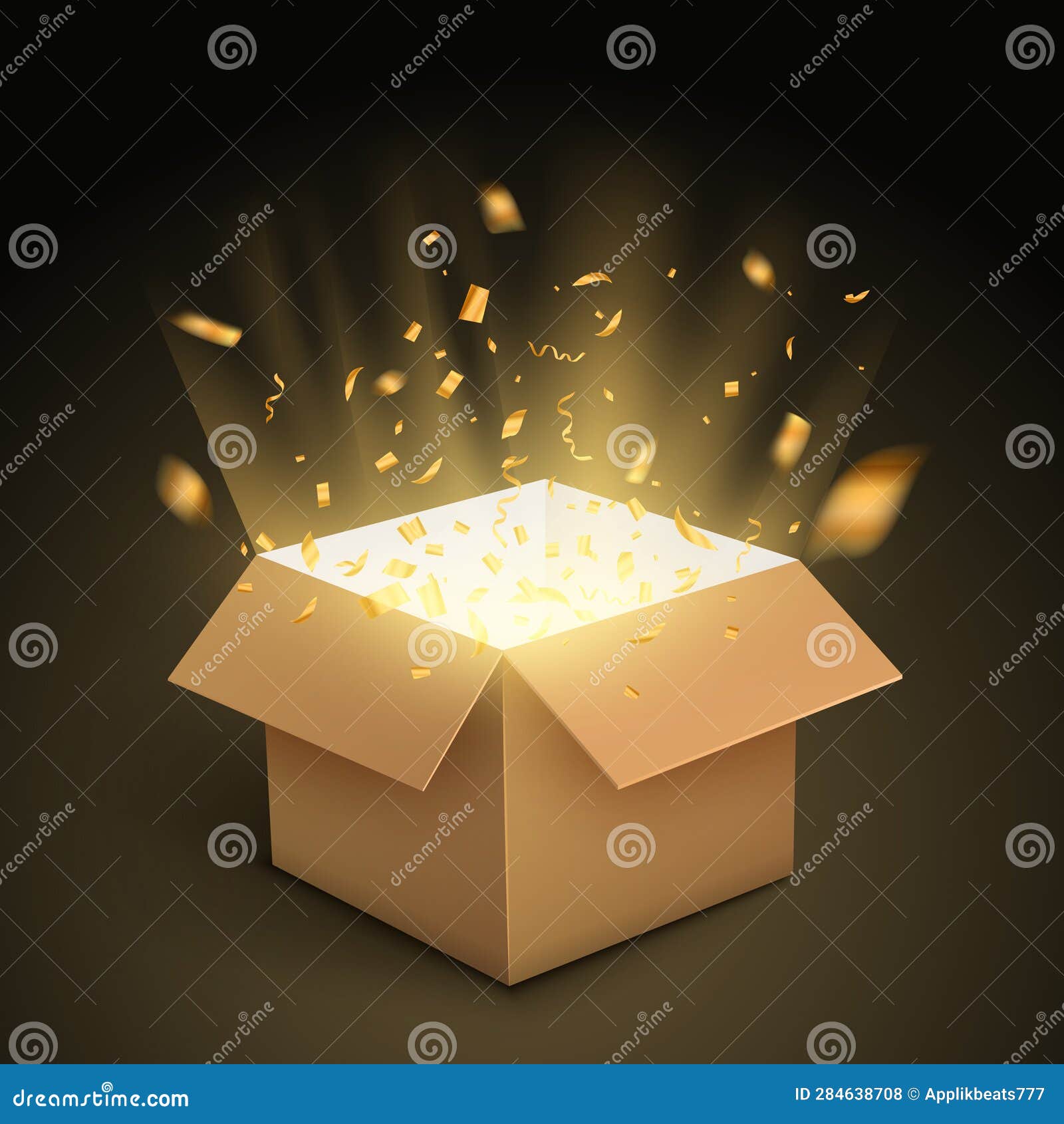Gift Box Confetti Explosion. Magic Open Surprise Gift Box Package ...