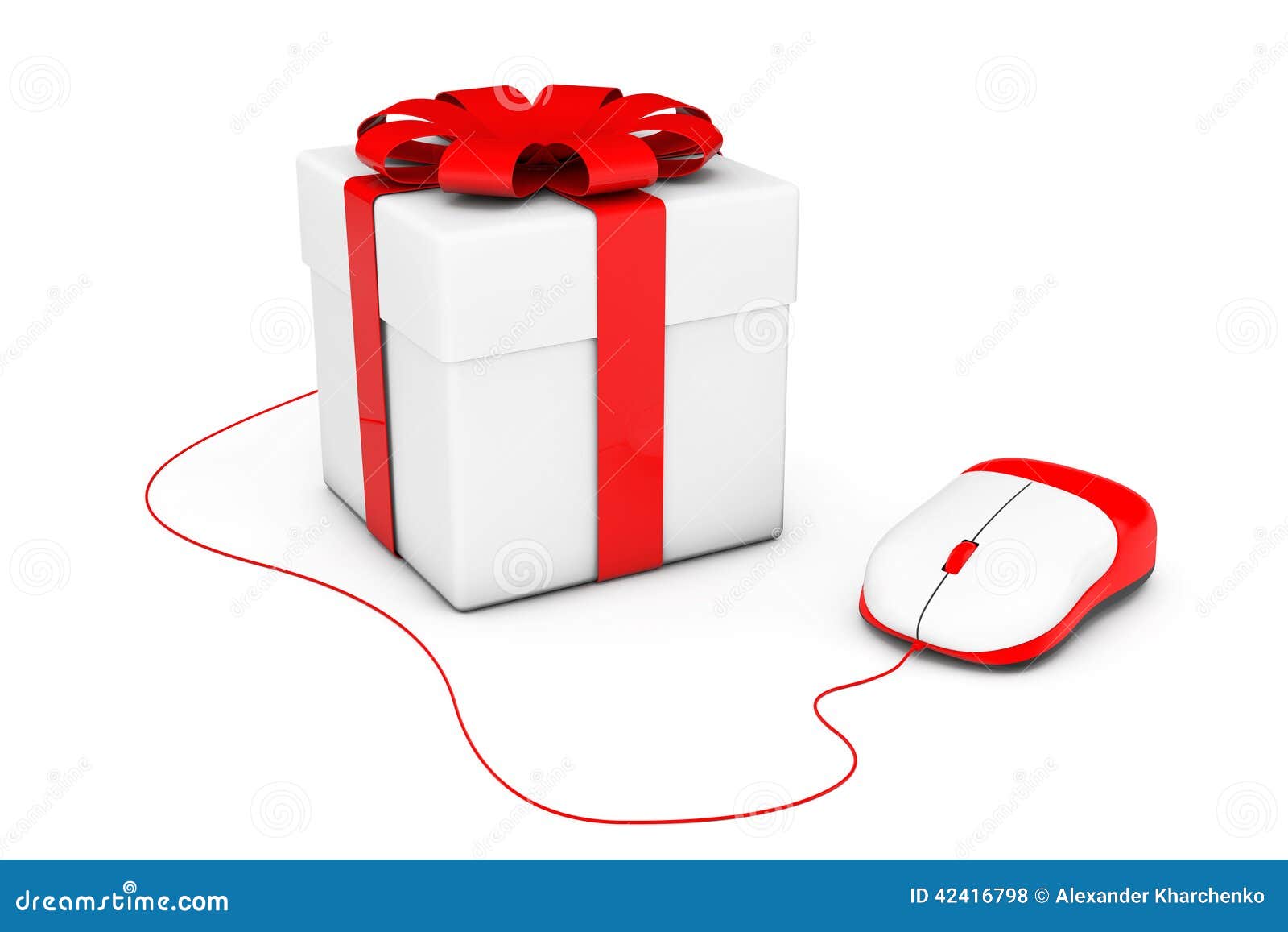 Gift Box Connected To a Computer Mouse Stock Photo - Image of give ...