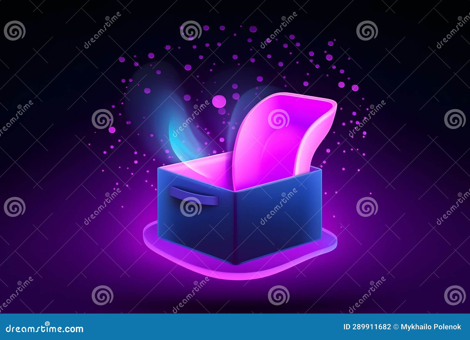 Gift Box on a Dark Magic Background with Light Bokeh. Festive ...
