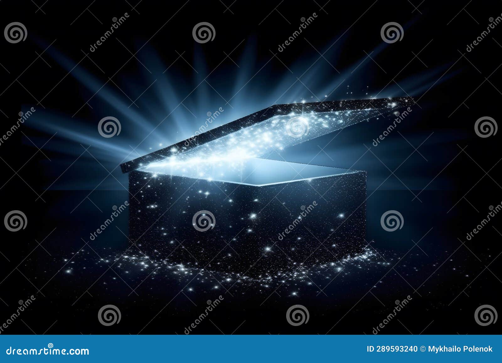 Gift Box on a Dark Magic Background with Light Bokeh. Festive ...