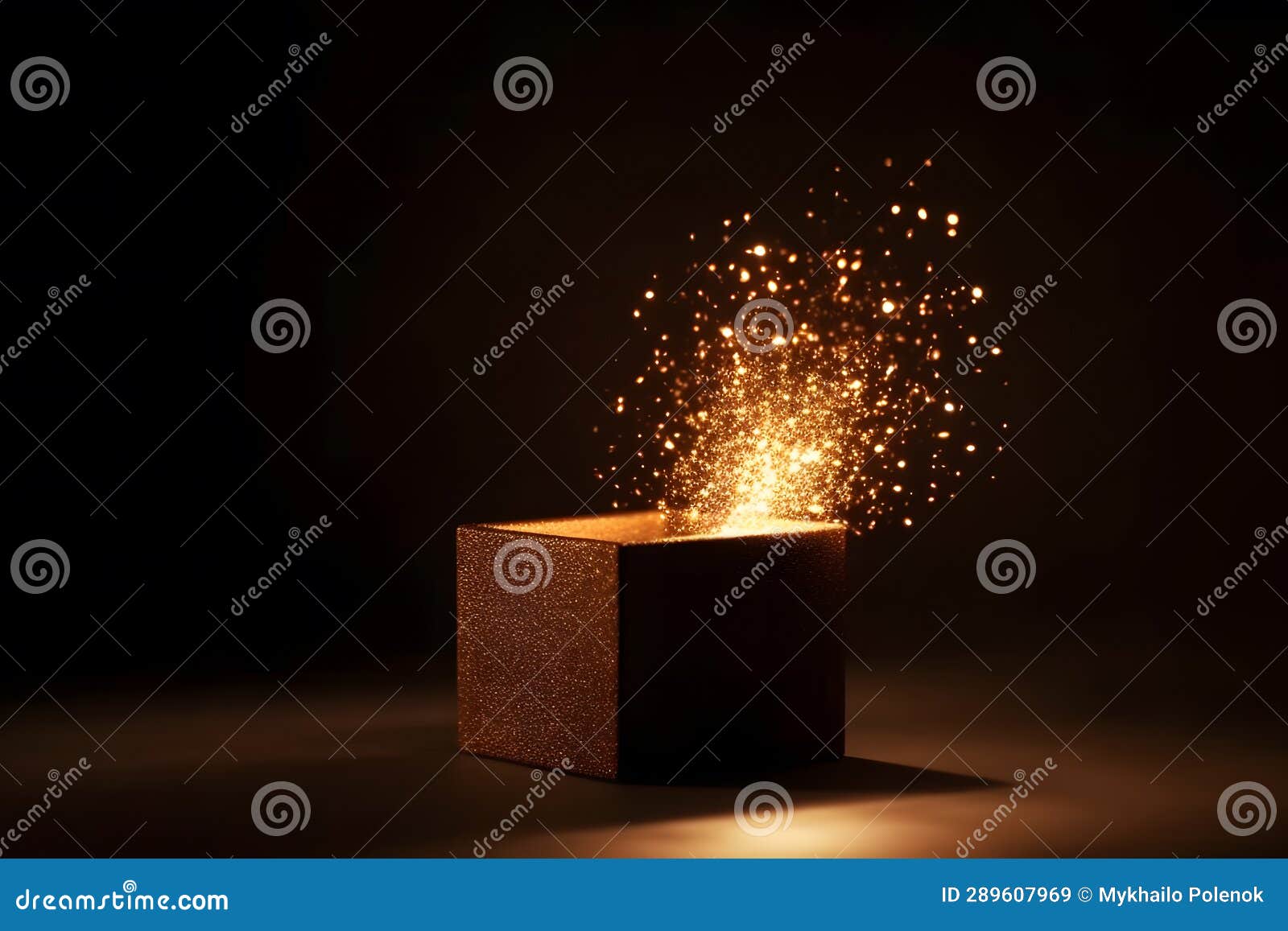 Gift Box on a Dark Magic Background with Light Bokeh. Festive ...