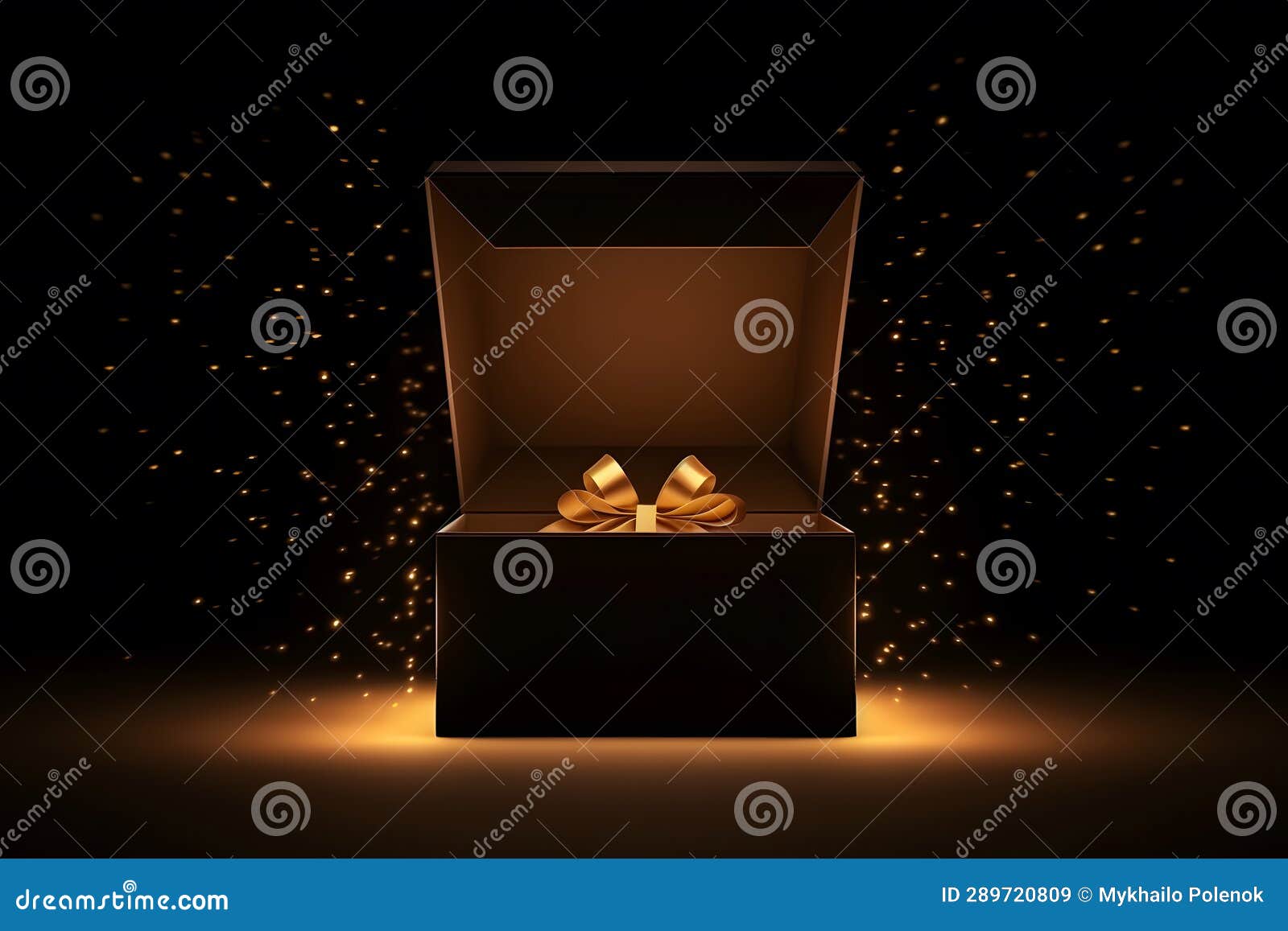 Gift Box on a Dark Magic Background with Light Bokeh. Festive ...
