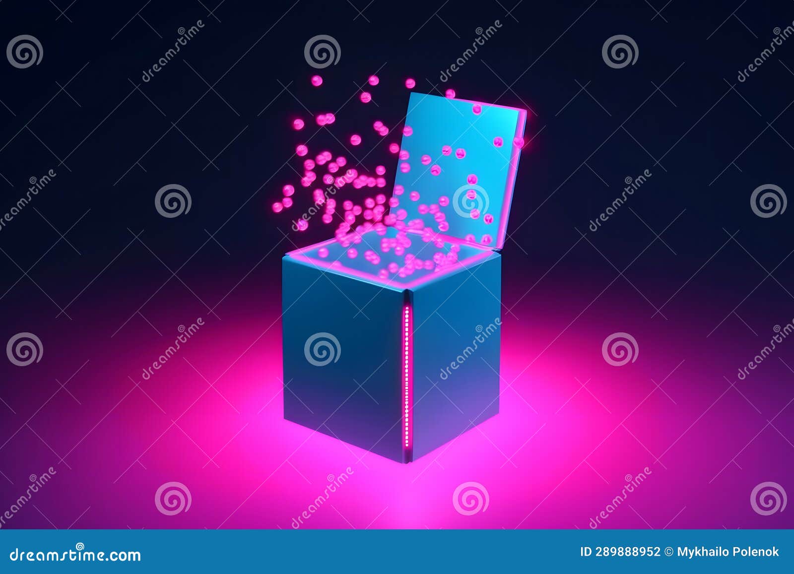 Gift Box on a Dark Magic Background with Light Bokeh. Festive ...