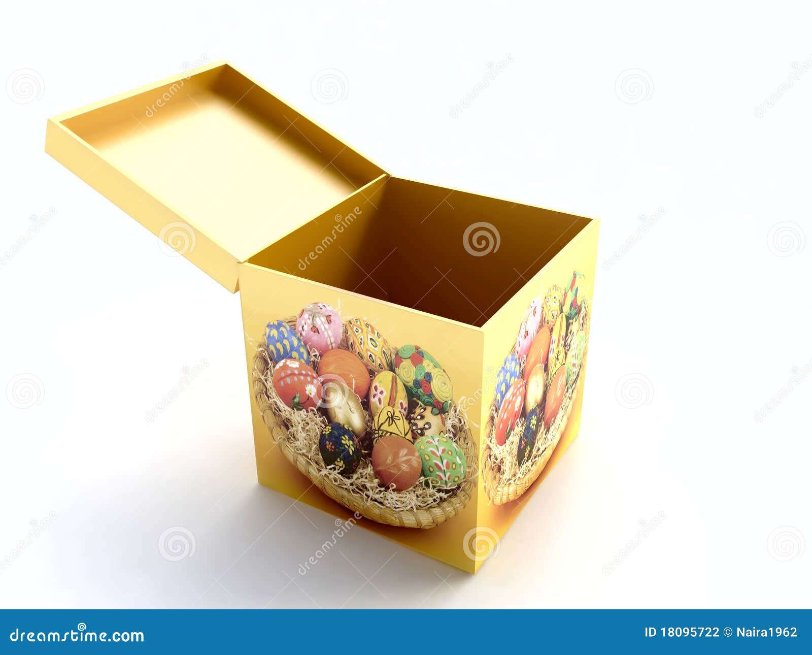Gift Box Decorated with Easter Eggs Stock Illustration - Illustration ...