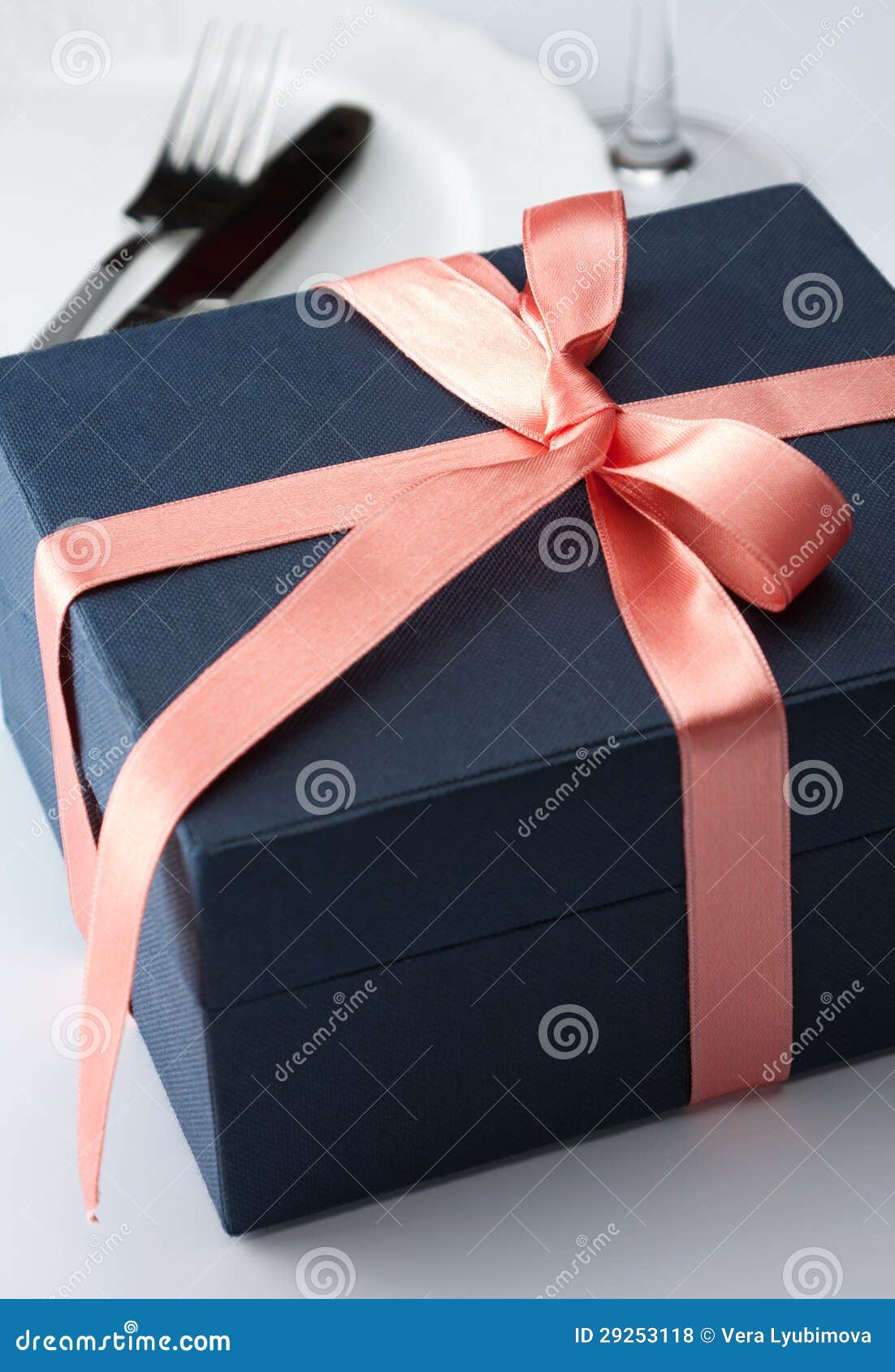 Gift Box in a Decorative Red Ribbon Stock Photo - Image of love, luxury ...