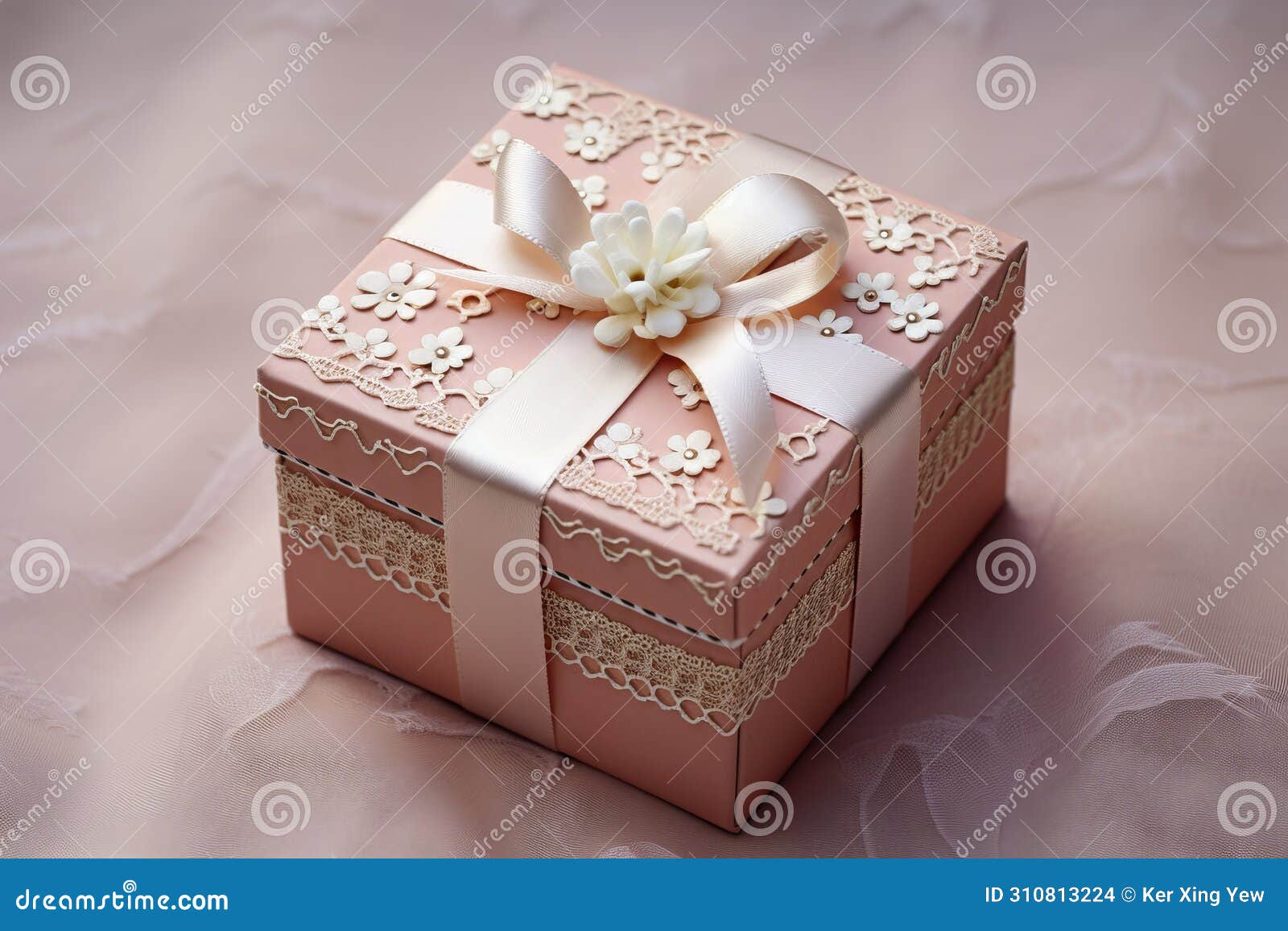 A Gift Box with a Delicate Lace Border Stock Illustration ...