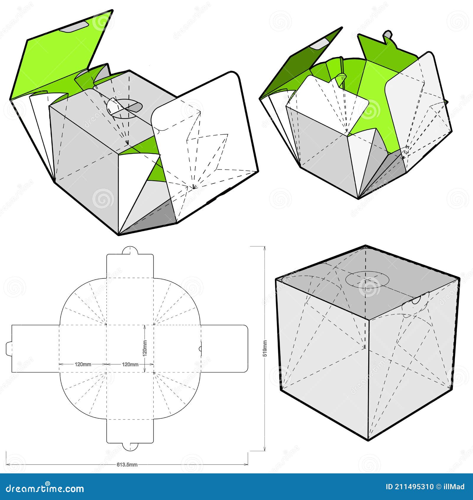 Gift Box and Die-cut Pattern. Stock Vector - Illustration of restaurant ...