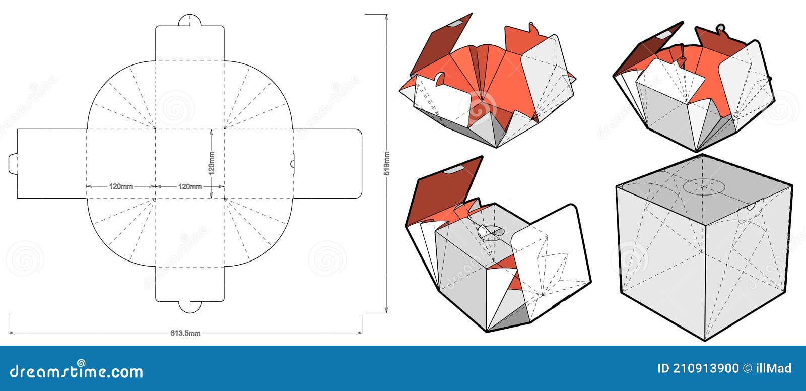 Gift Box and Die-cut Pattern. Stock Vector - Illustration of gift ...