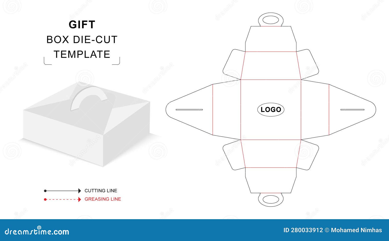 Gift Box Die Cut Template, Packaging Die Cut Template, 3d Box, Keyline ...