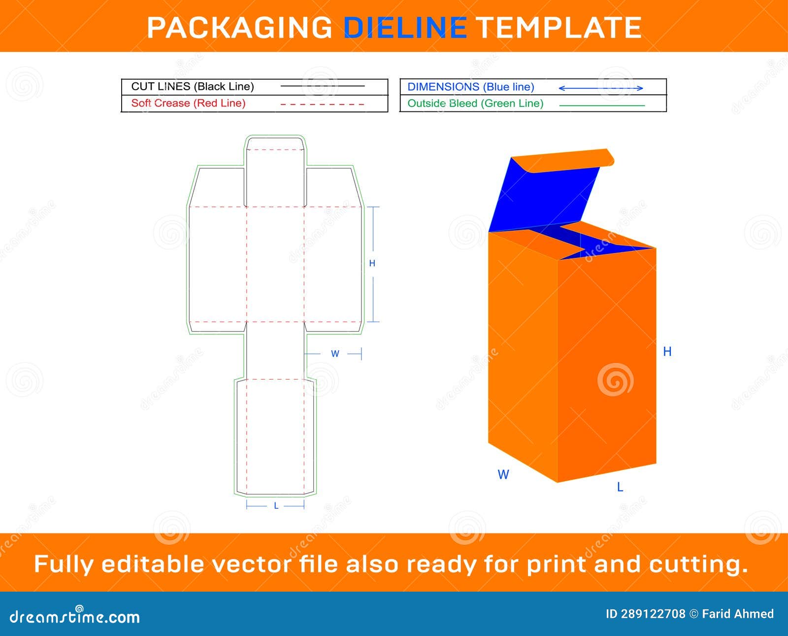 Gift Box Die line Template stock illustration. Illustration of mockup ...