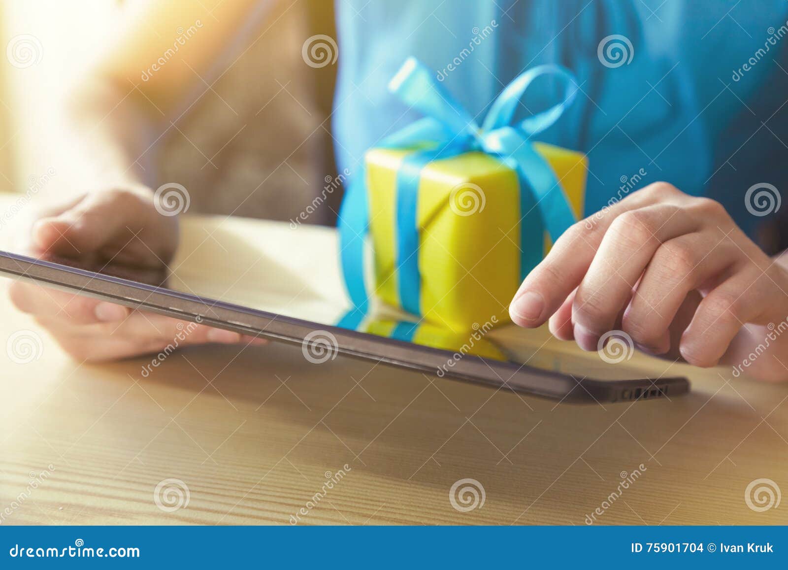Gift Box and Digital Tablet Stock Photo - Image of holiday, wedding ...
