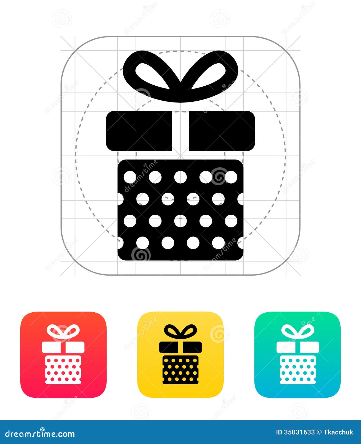 Gift Box with Dots Icons on White Background. Stock Vector ...