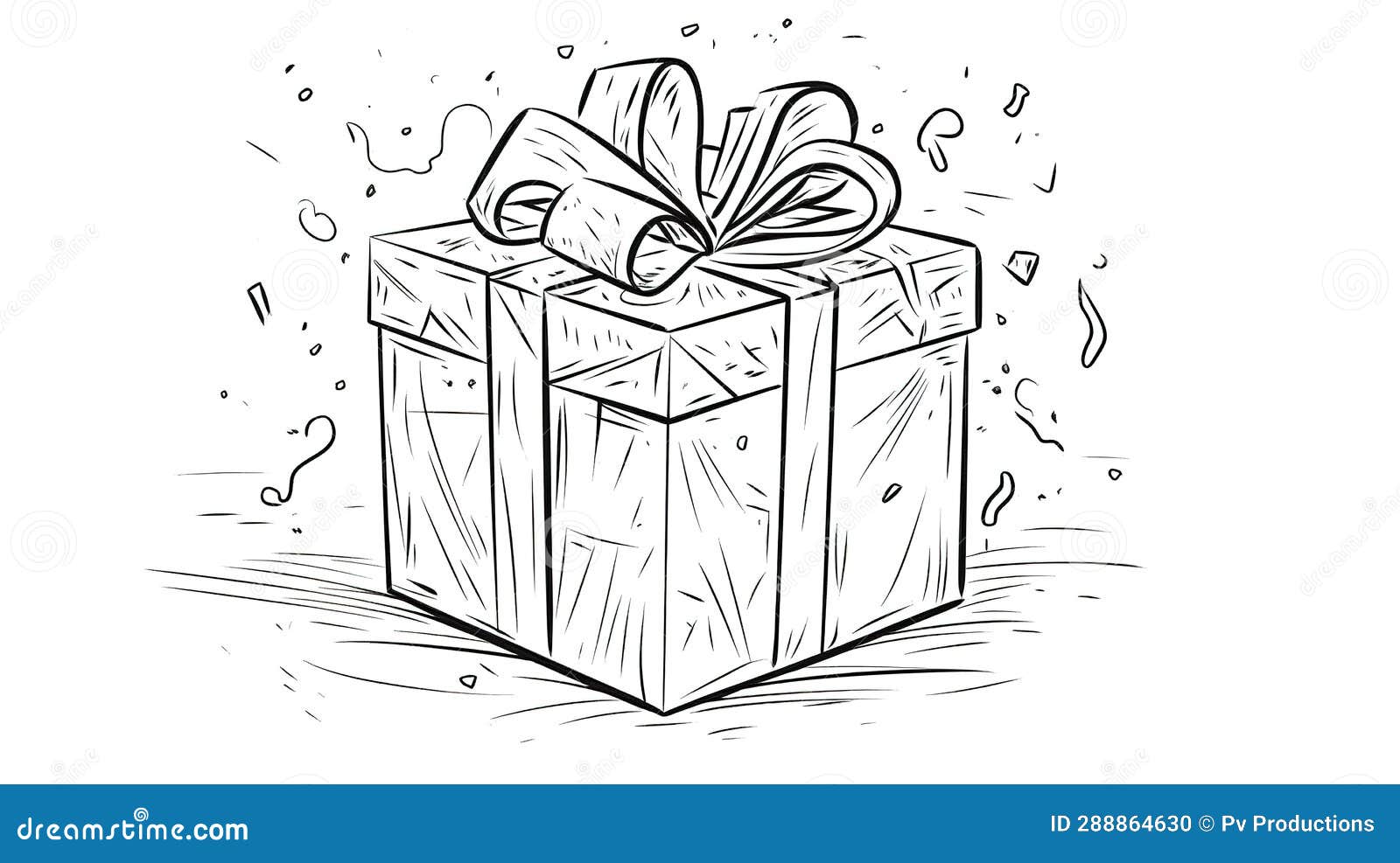 Gift Box Drawing on White Isolated Background, Generative AI. Stock ...
