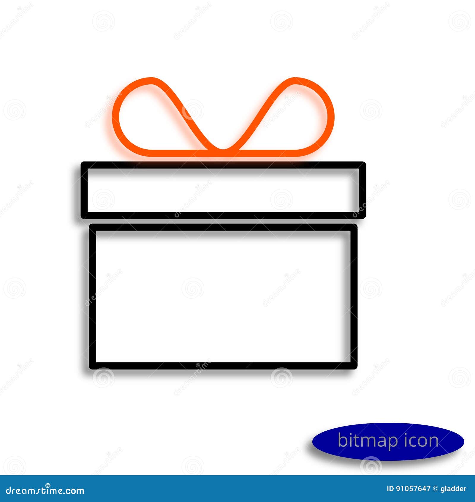 A Gift in a Box Drawn by Lines Casting a Shadow, a Graphic Bitmap ...