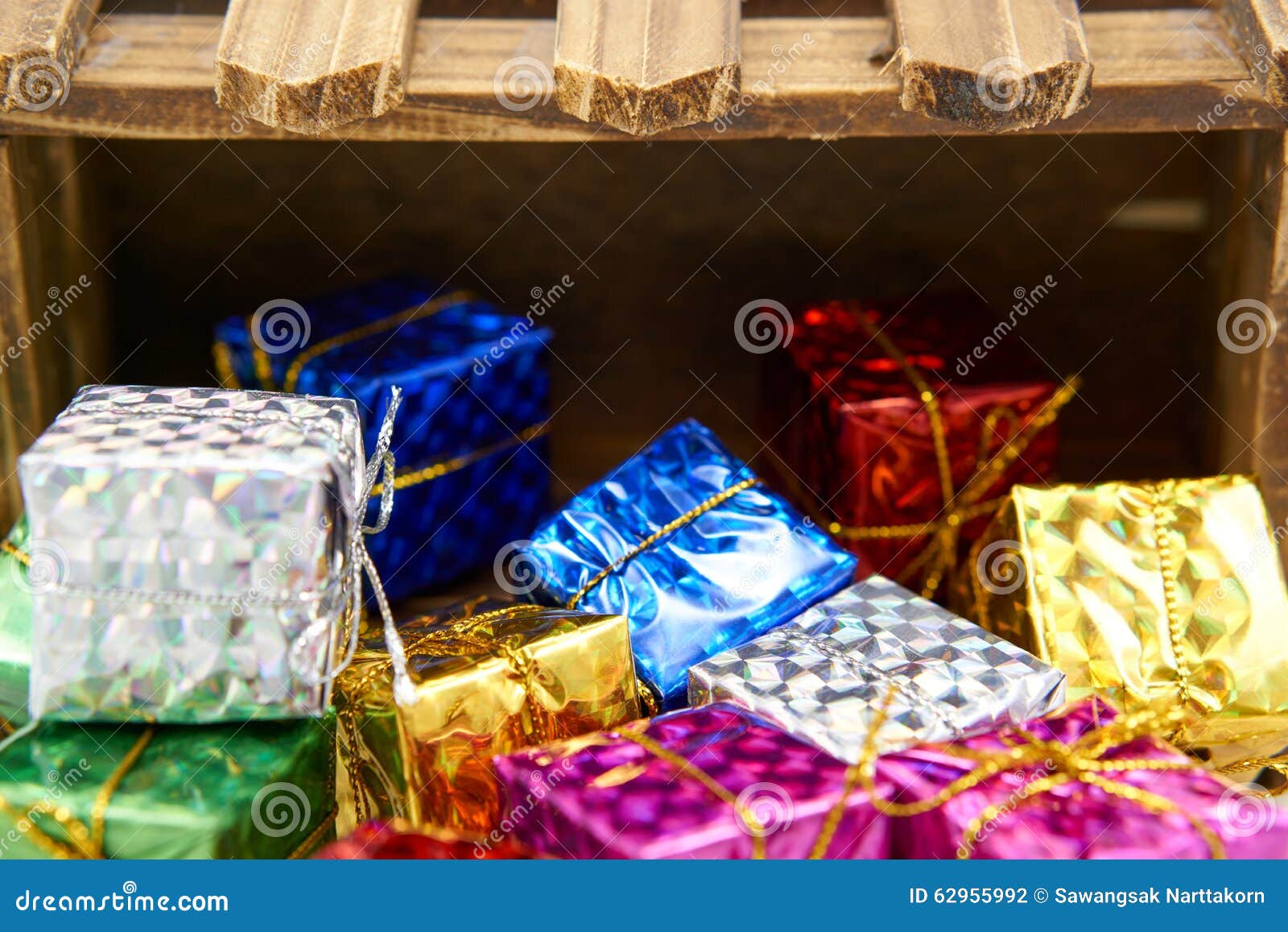 Gift Box Drop Off Wood Crate Stock Photo - Image of green, wrap: 62955992