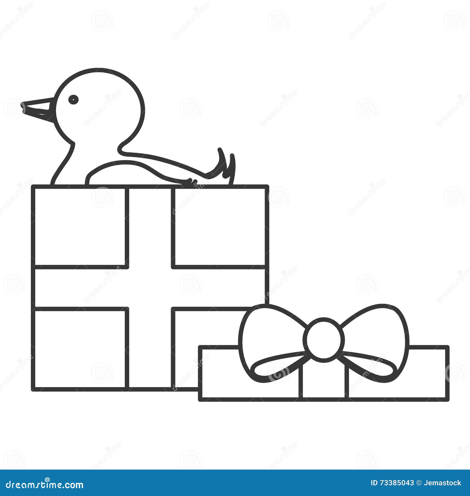 Gift box with duck icon stock illustration. Illustration of happy ...
