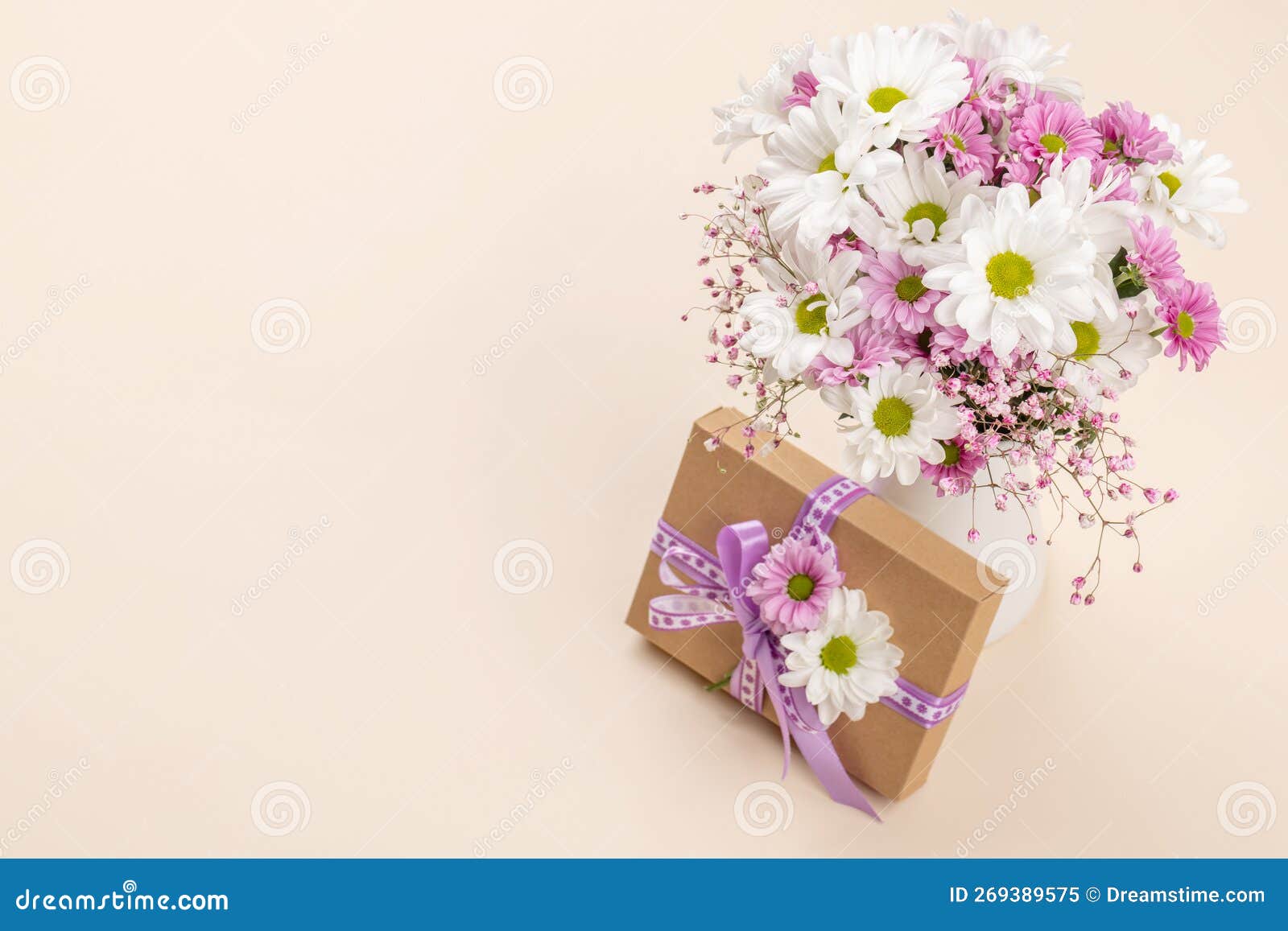 Gift Box, Easter Eggs and Flowers Stock Image - Image of floral ...