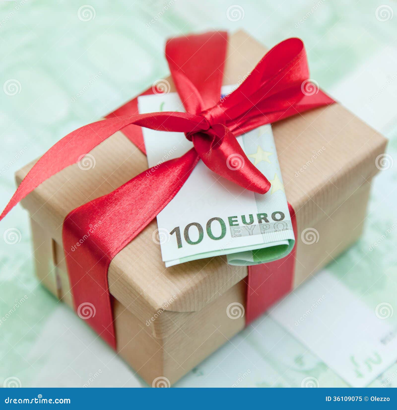 Gift Box with Euro Banknote Stock Image - Image of euro, currency: 36109075