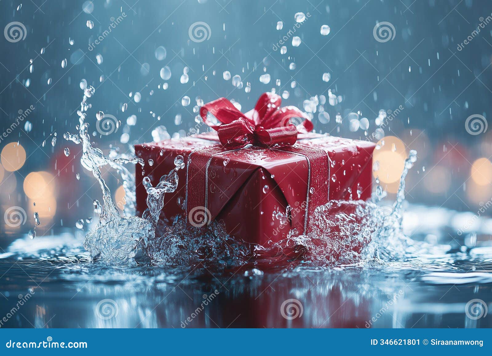 Gift Box Falling into Water Splash. by Generative Ai Stock Illustration ...