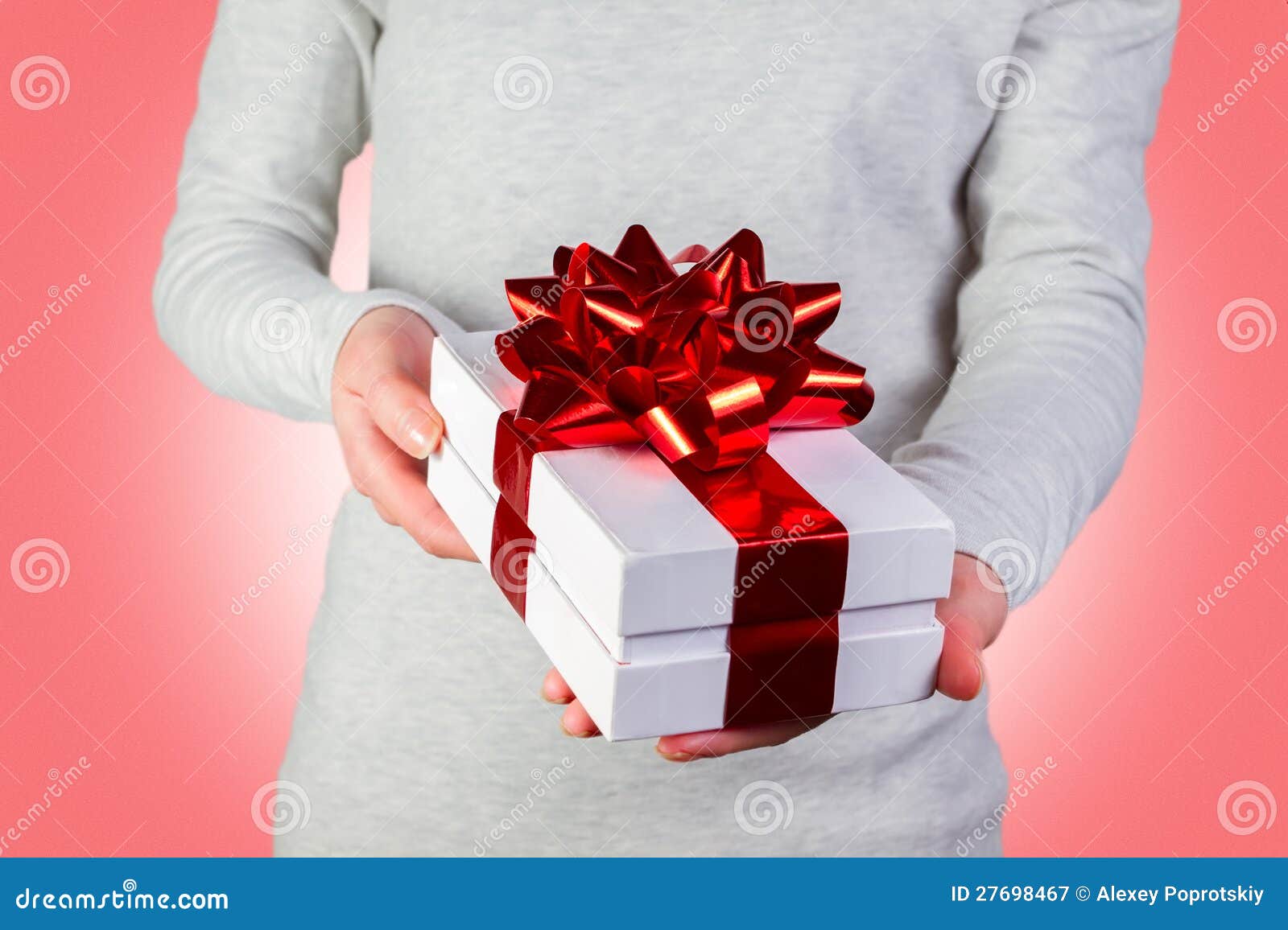 Gift box in female hands stock image. Image of hold, caucasian - 27698467