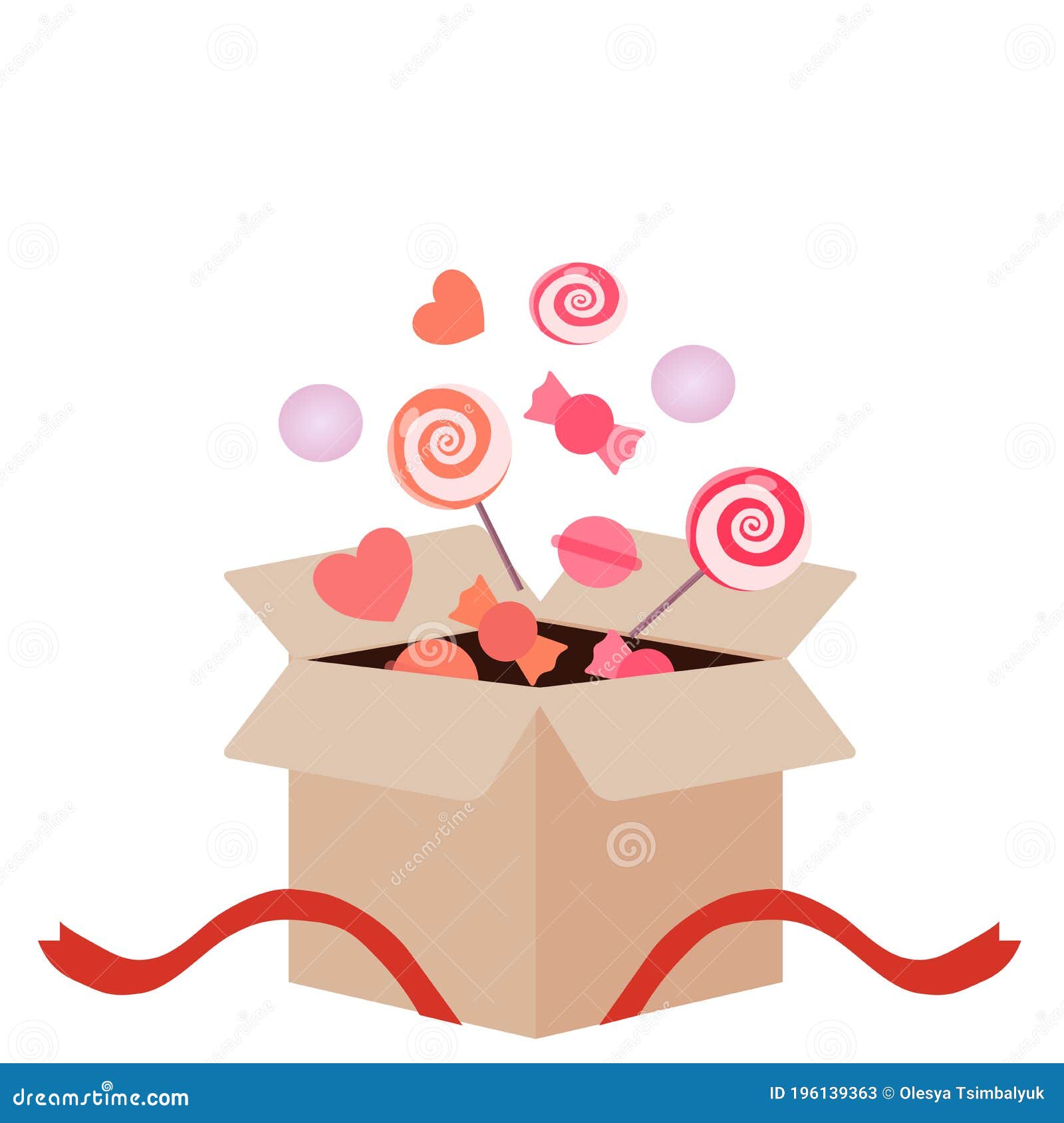 Gift Box Filled with Candy, Vector Graphics Stock Vector - Illustration ...