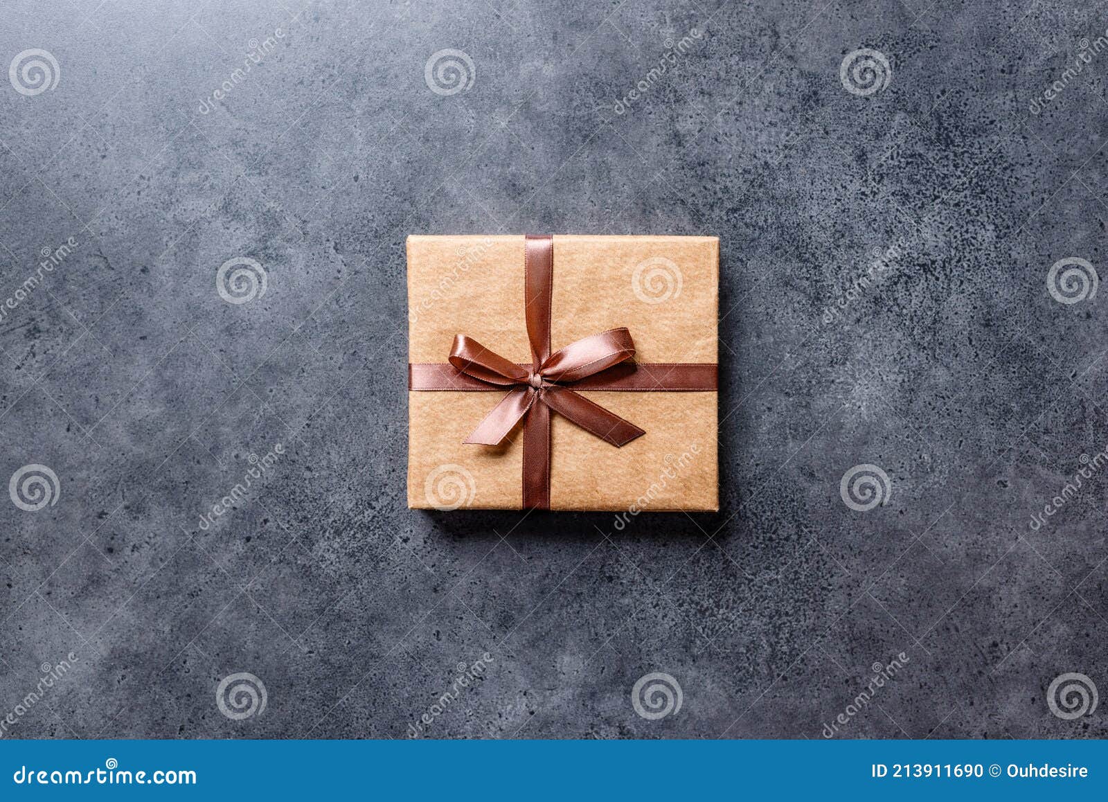 Gift Box, Flat Lay on a Desktop Stock Photo - Image of object, kraft ...