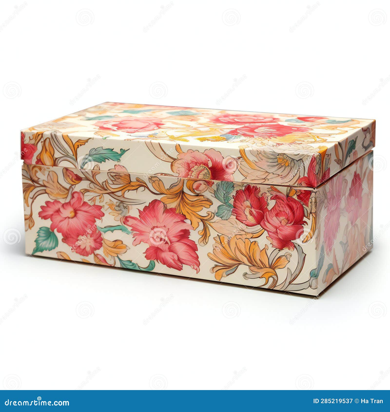Gift Box with Floral Pattern Isolated on White Background Stock ...