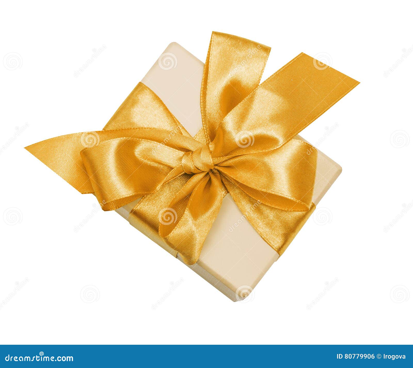 Gift Box with Gold Ribbon and Bow Stock Photo - Image of background ...