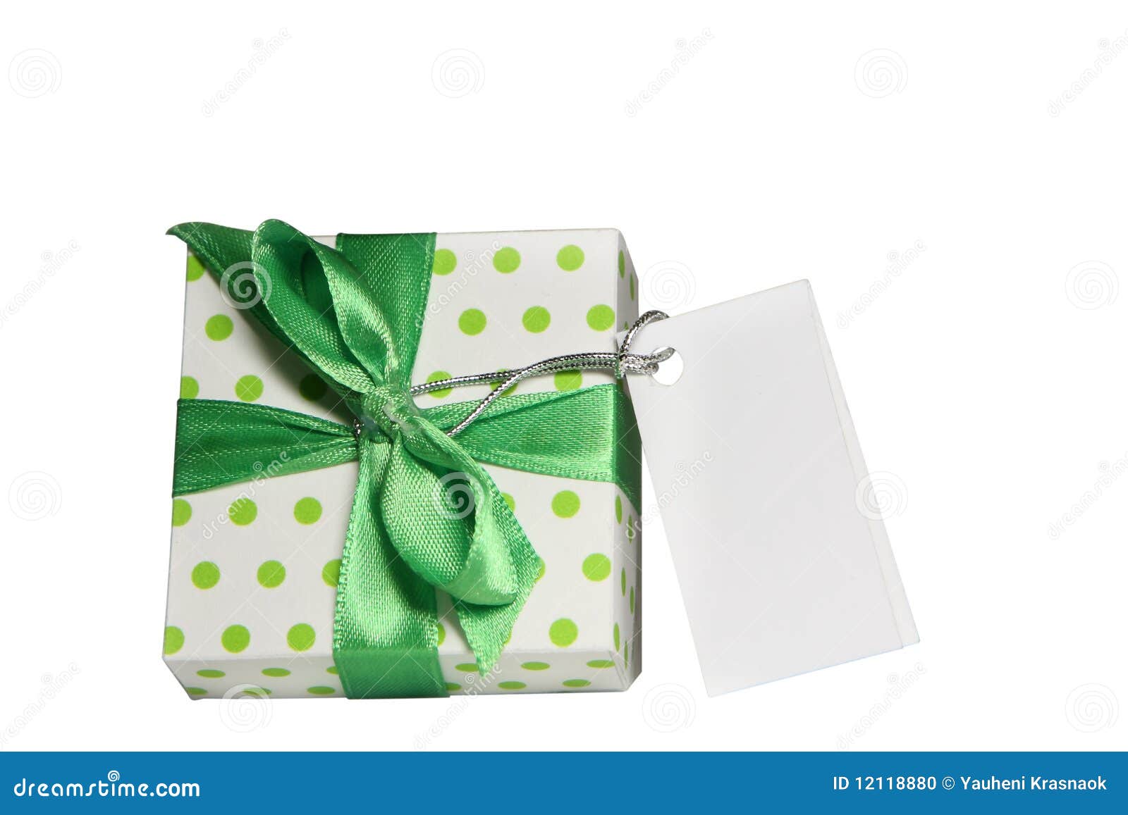Gift box with green ribbon stock photo. Image of present - 12118880