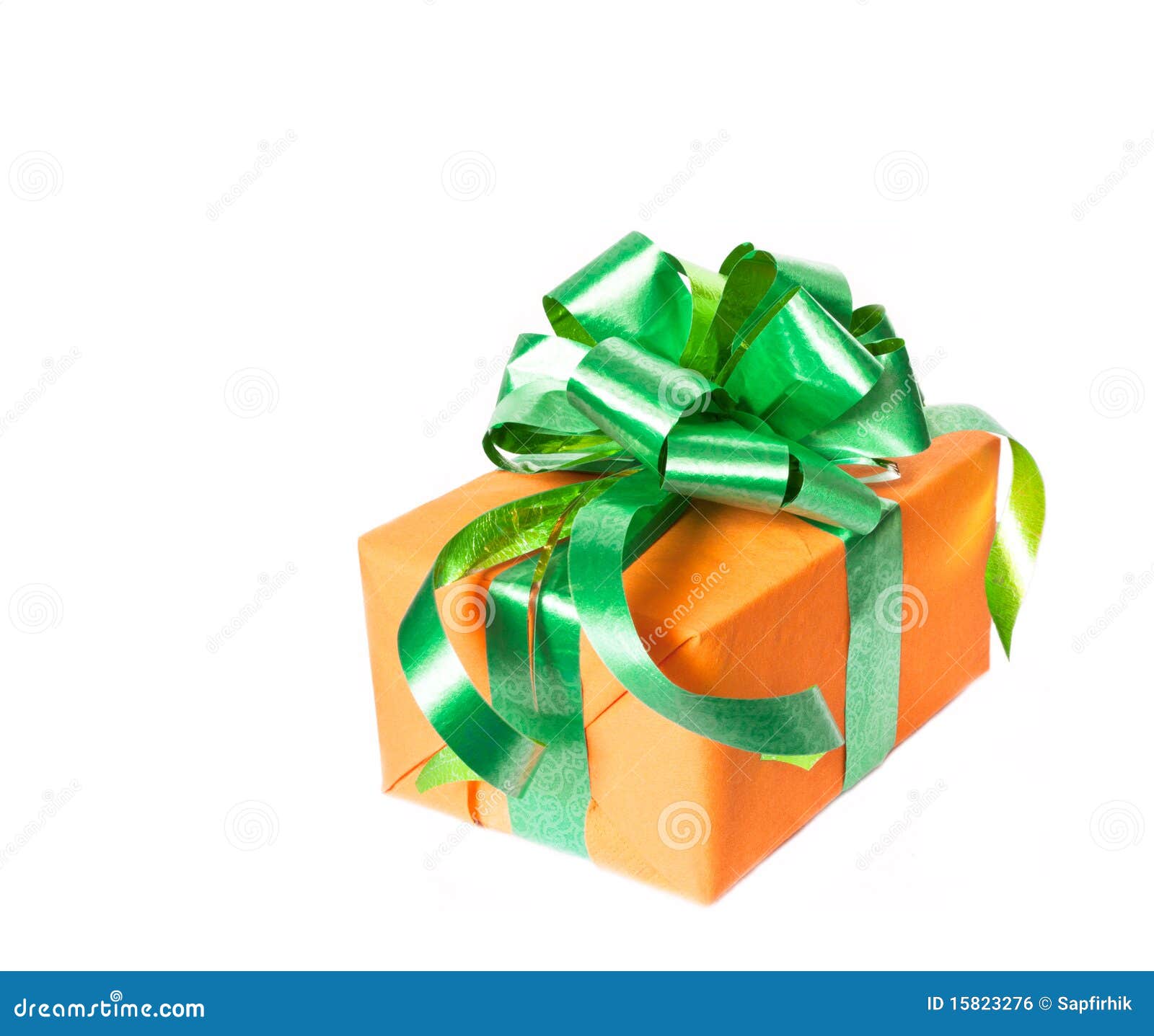 Gift box with green ribbon stock photo. Image of green - 15823276