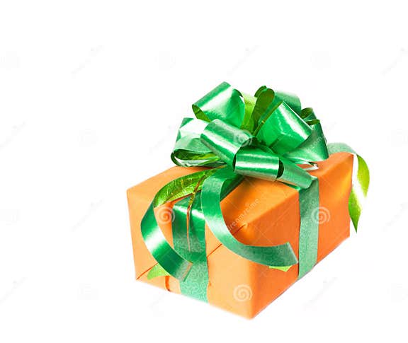 Gift box with green ribbon stock photo. Image of green - 15823276