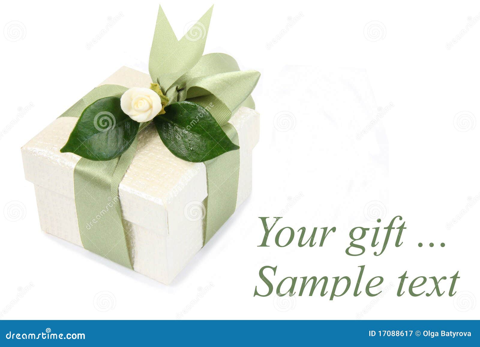 Gift box with green ribbon stock image. Image of cardboard - 17088617