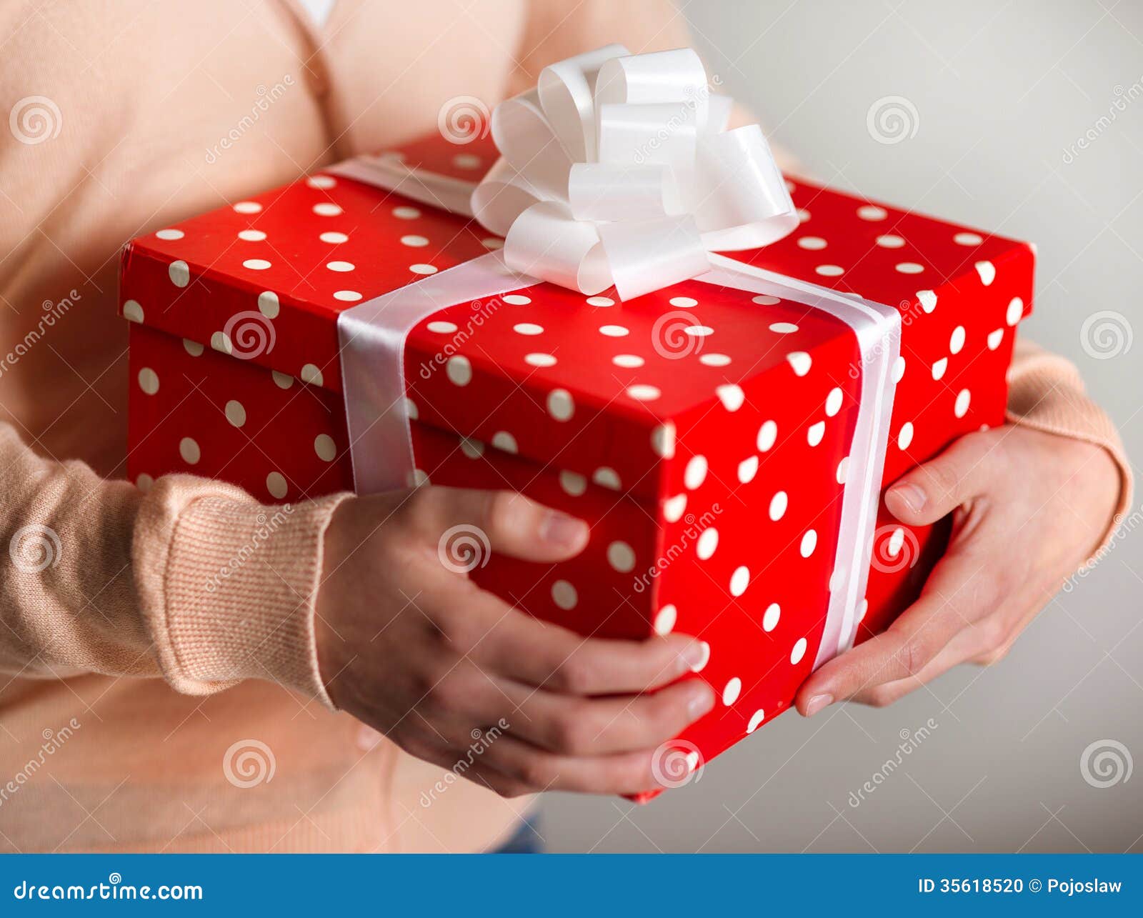 Gift box in hand stock photo. Image of paper, human, background - 35618520