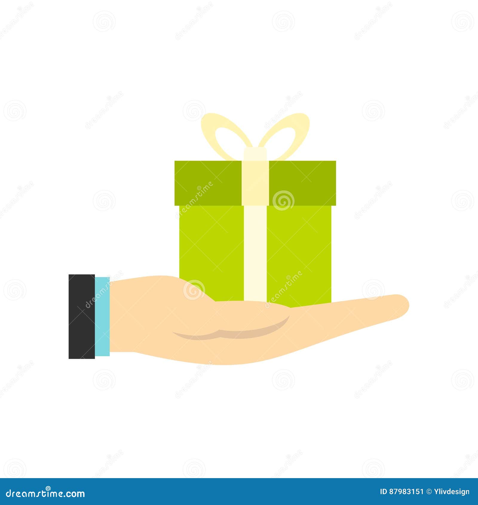 Gift Box in Hand Icon, Flat Style Stock Vector - Illustration of ...