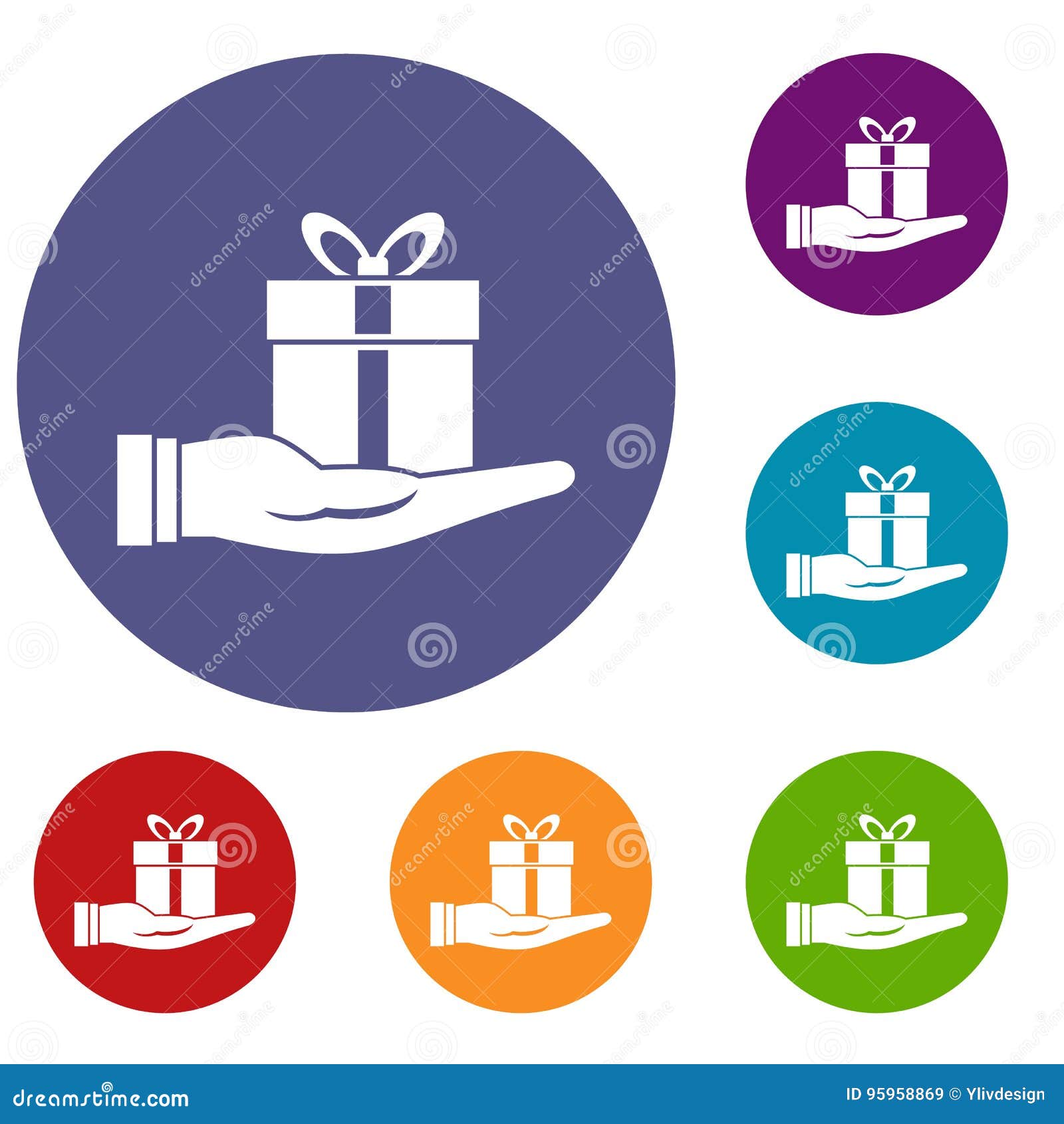 Gift box in hand icons set stock vector. Illustration of icon - 95958869