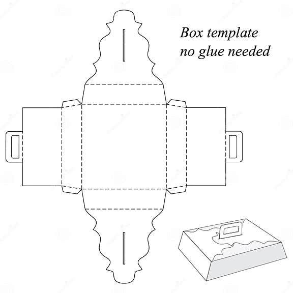 Gift Box with Handle, without Gluing Stock Vector - Illustration of ...